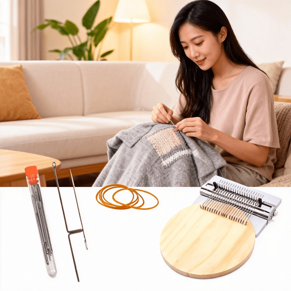 Mini Patch Loom Kit, DIY Darning Loom for Quick Fabric Repair, Portable ...