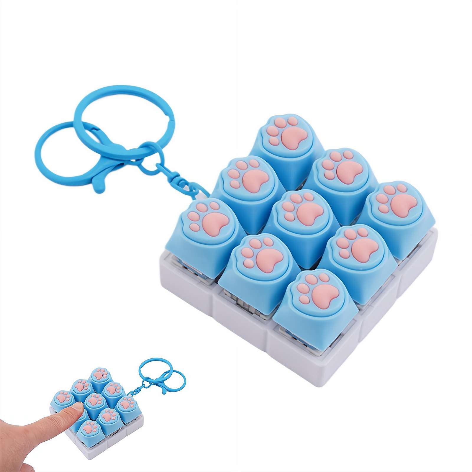 Mini Paw Print Keyboard Fidget Toy Keychain, 9-Key Clickable Sensory ...