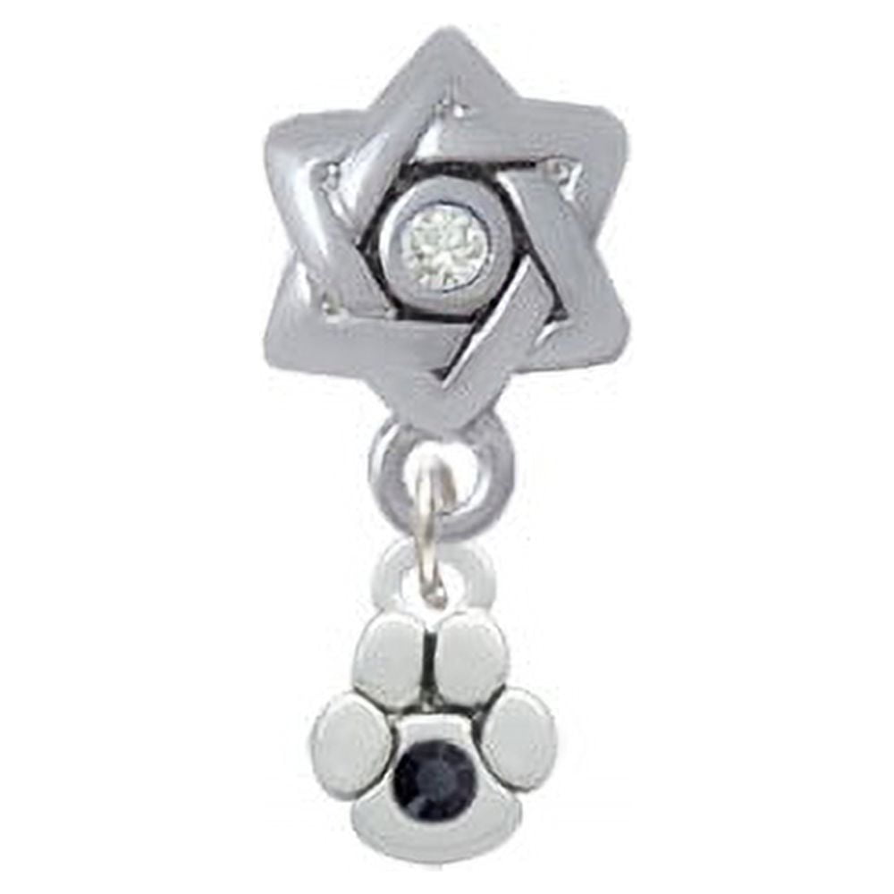 Mini Paw with Black Crystal - Star of David with Clear Crystal Charm ...