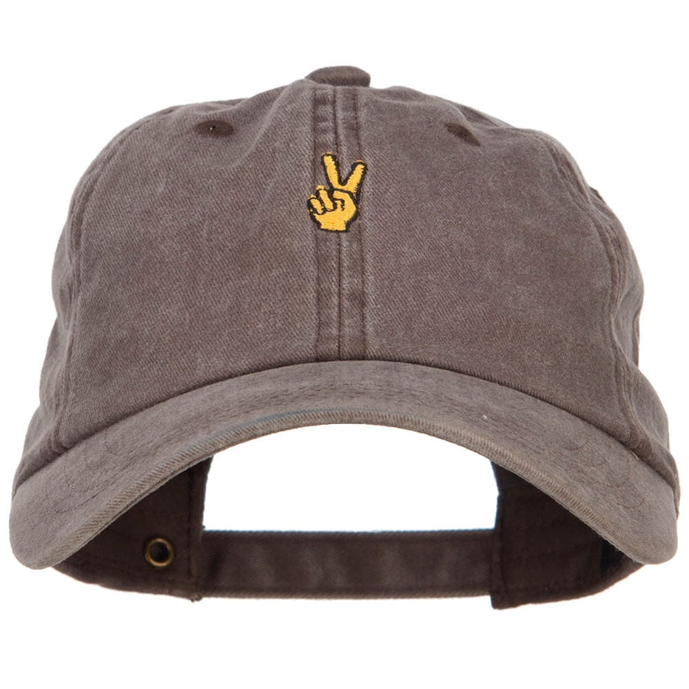 Mini Peace Hand Embroidered Unstructured Dyed Cap - Brown OSFM ...