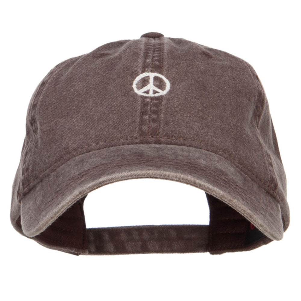 Mini Peace Symbol Embroidered Washed Cap - Brown OSFM - Walmart.com