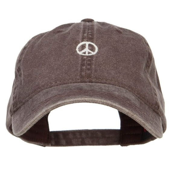 Mini Peace Symbol Embroidered Washed Cap - Brown OSFM - Walmart.com