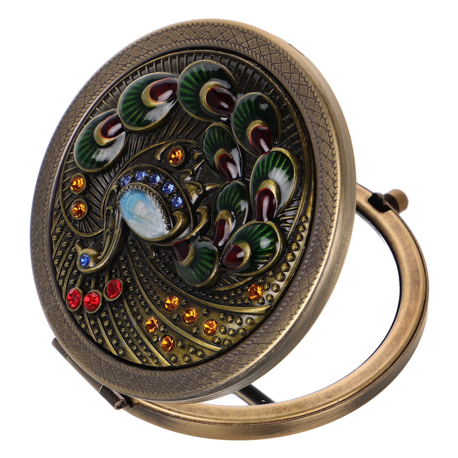 Mini Peacock Small Round Mirror Travel Makeup Vanity Mirrors Vintage ...