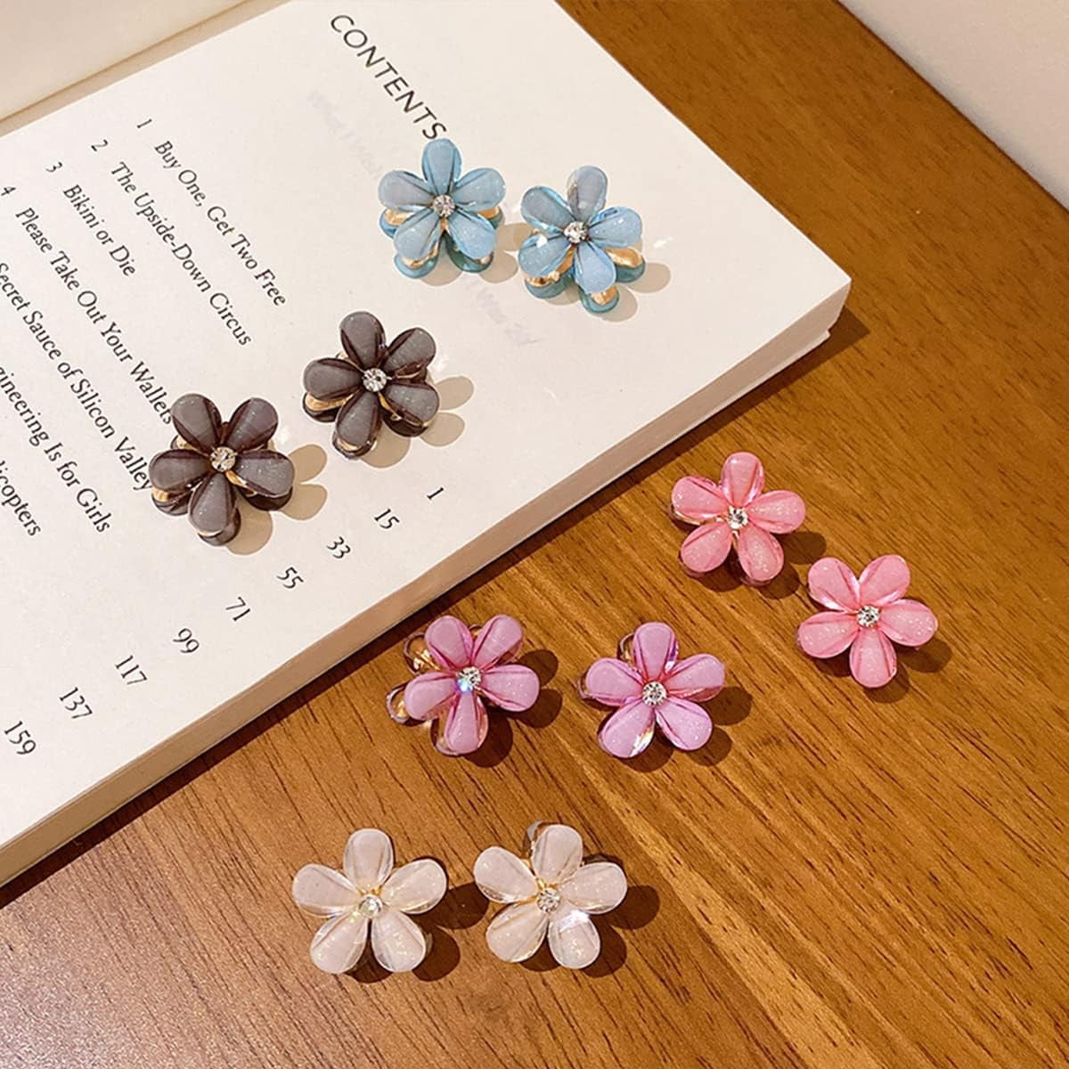 Mini Pearl Hair Claws for Women Small Flower Clips Set Hair Accessories ...