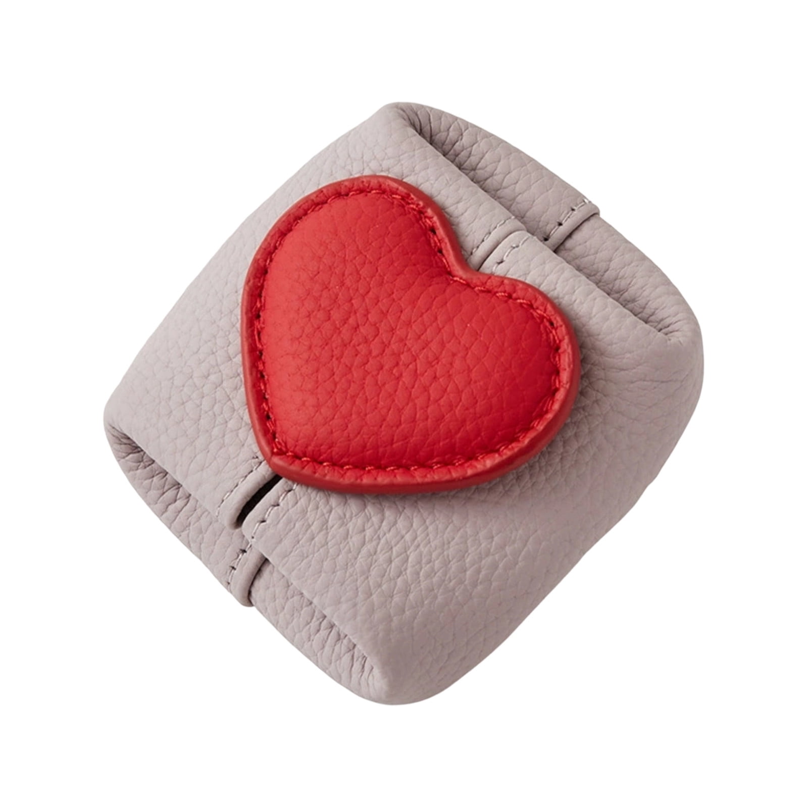 Mini Pebbled Leather Coin Purse For Women Heart Change Pouch Compact ...