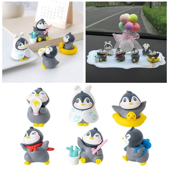 Mini Penguin Statue Cute Miniature for Desktop Garden Desk Ornament ...