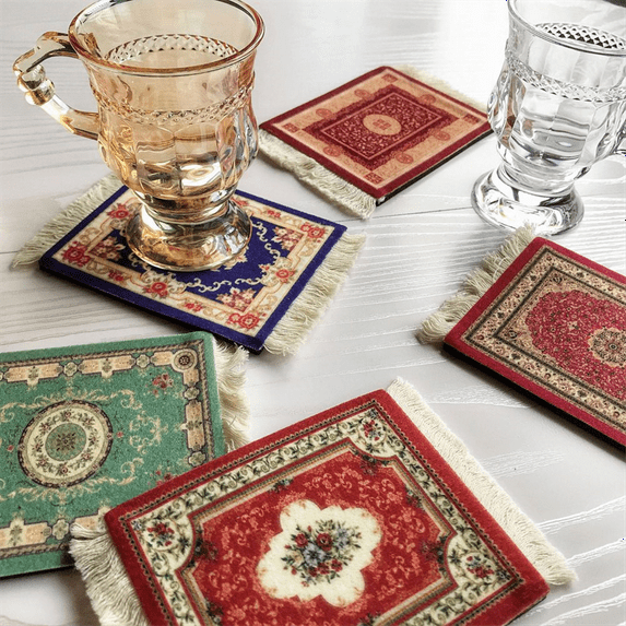 Mini Persian Woven Coasters Carpet Pattern Coaster Dining Table ...