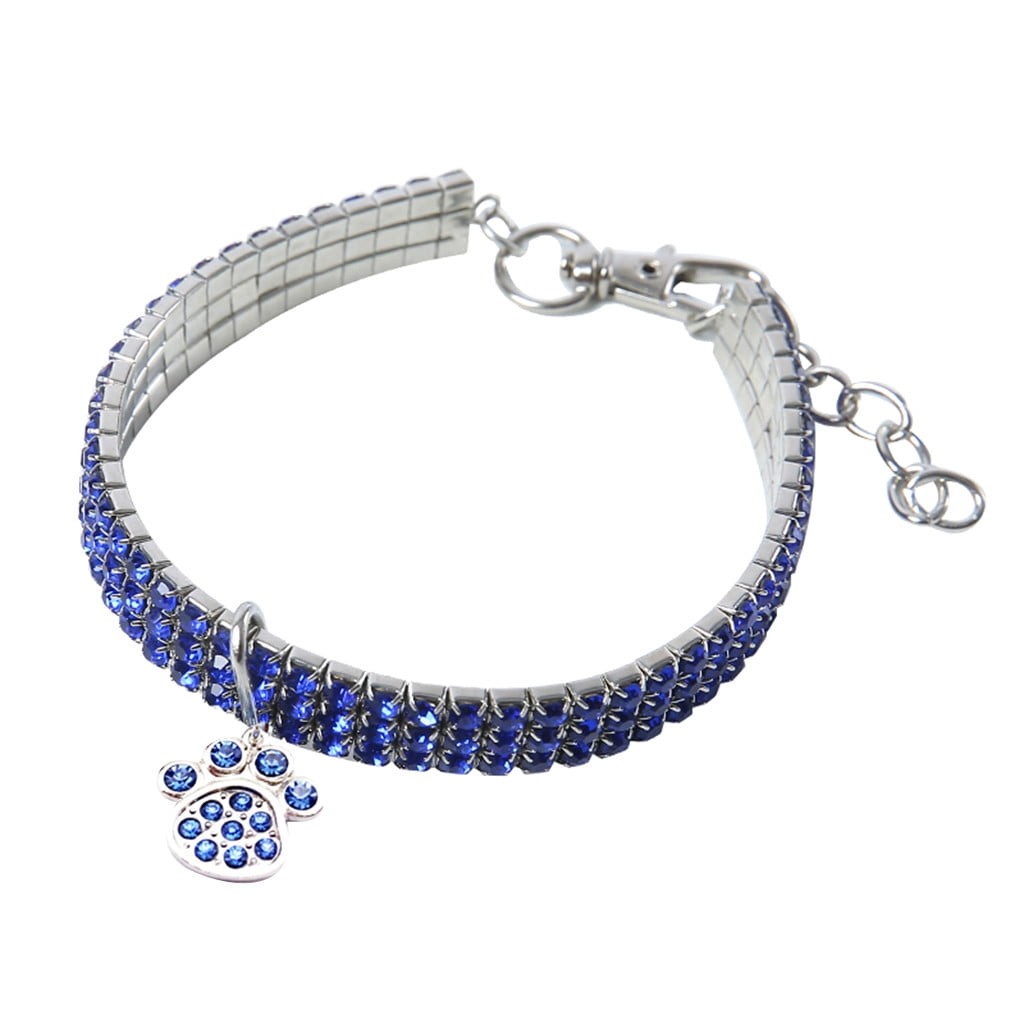 Mini Pet Dog Bling Chocker Collars Fancy Dog Footprint Rhinestone ...