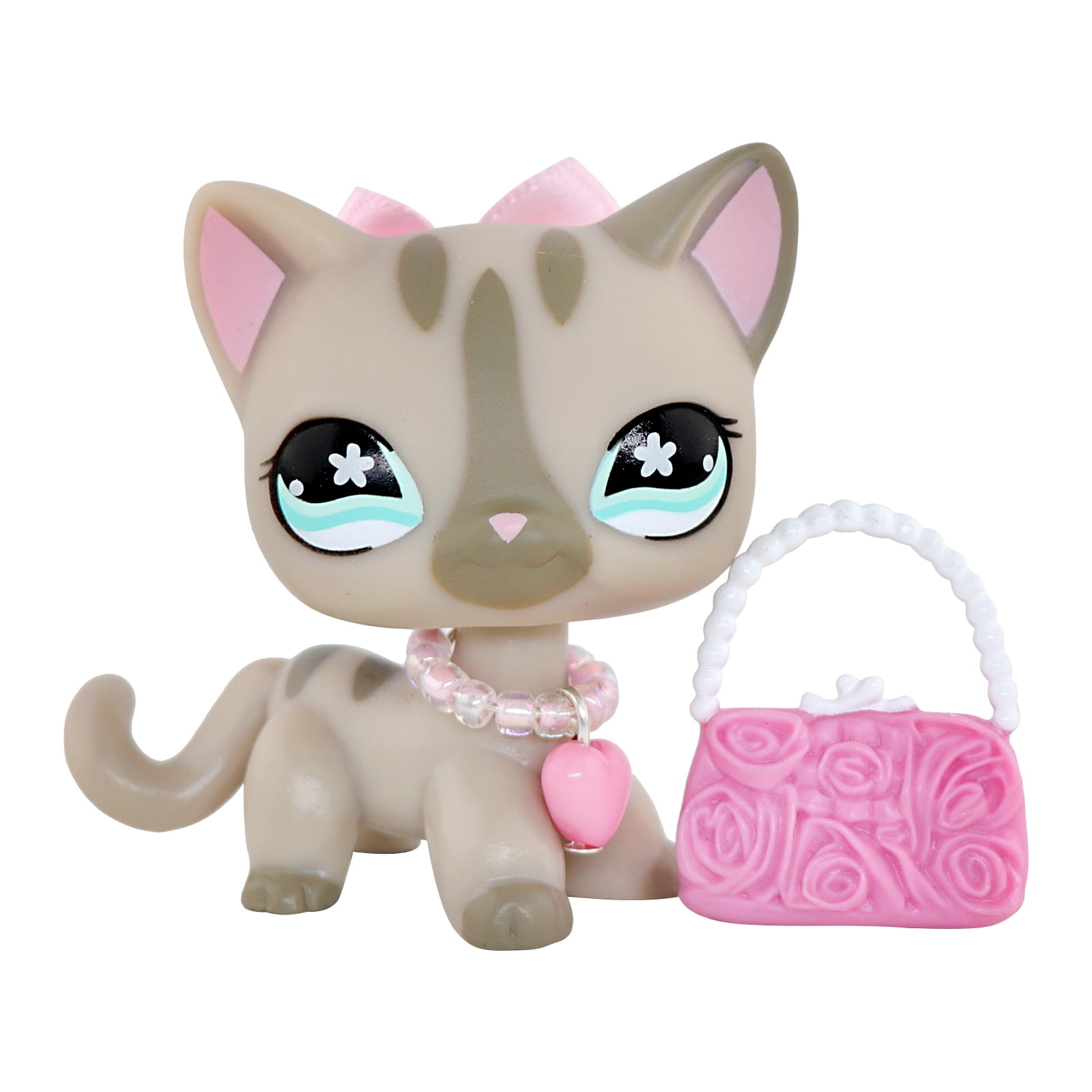 Mini Pet Shop lps Shorthair Cat #468 with Necklace Bow Bag Accessories ...
