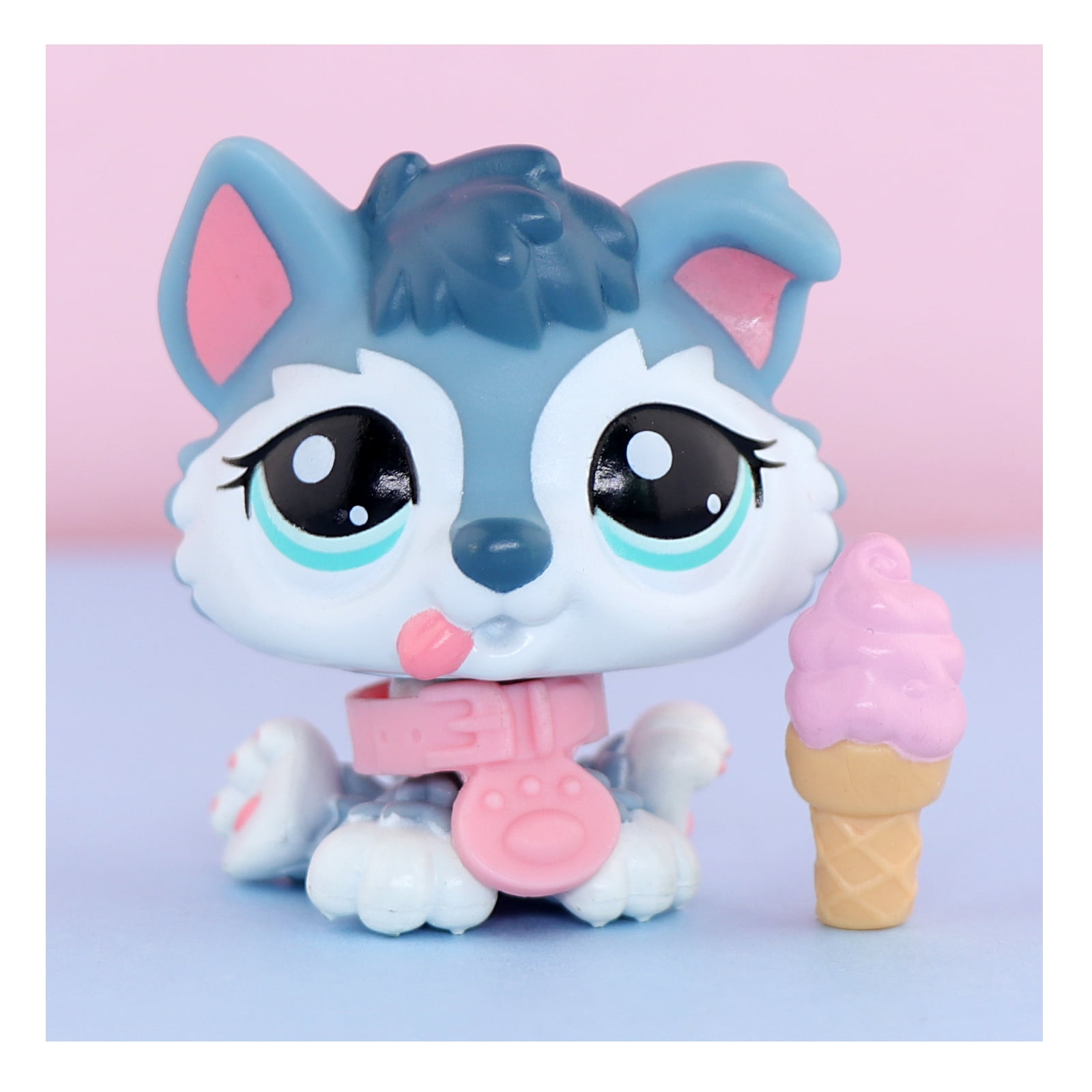 Mini Pet Shop lps Blue Baby Husky with Pink Collar Ice cream ...