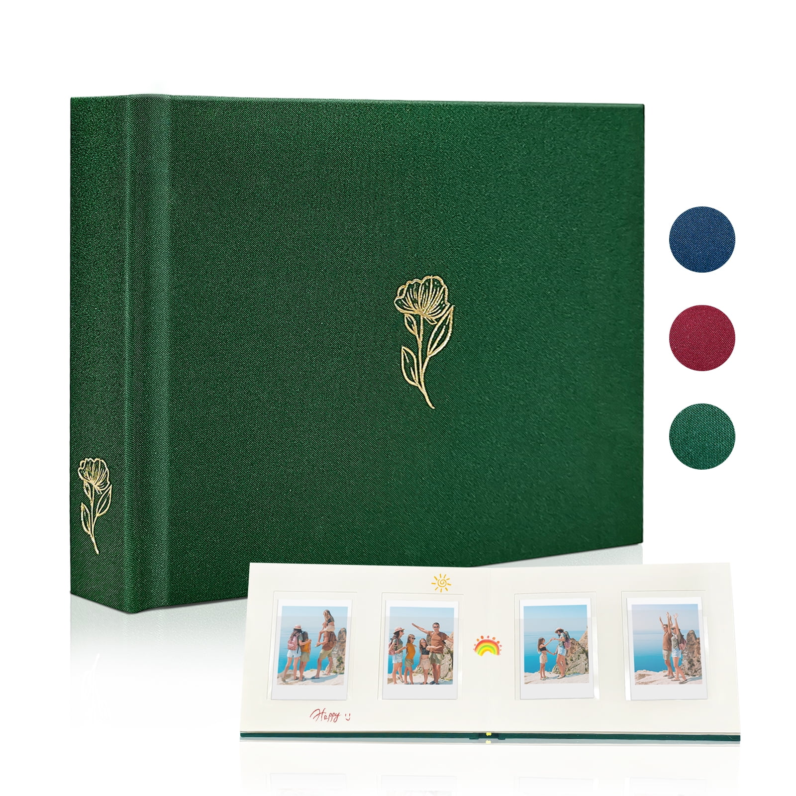 Mini Photo Album, 52 Pockets with Extra Wide Writing Space, Olive ...