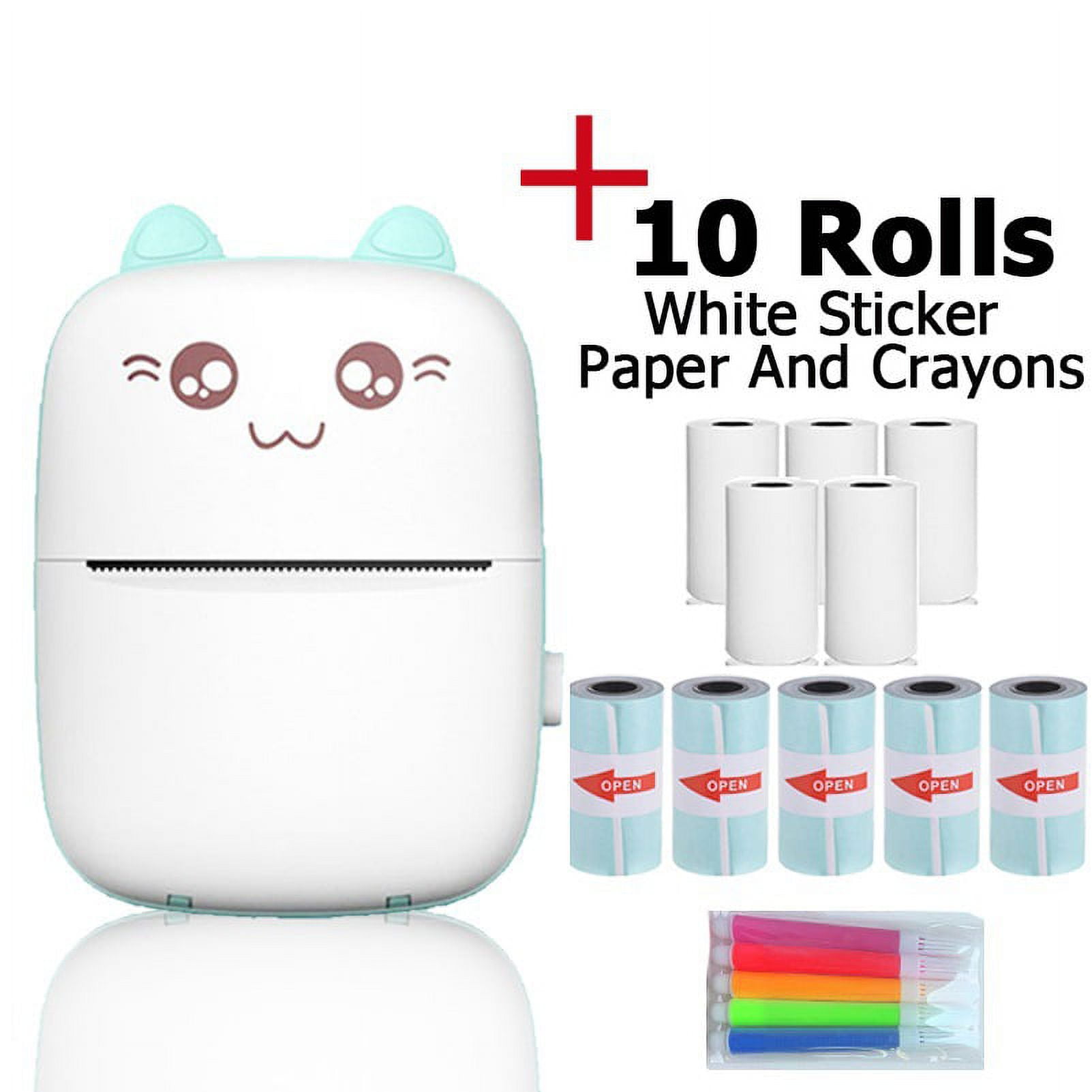 Mini Photo Printer, Portable Pocket Thermal Printer with 10 Rolls Paper ...