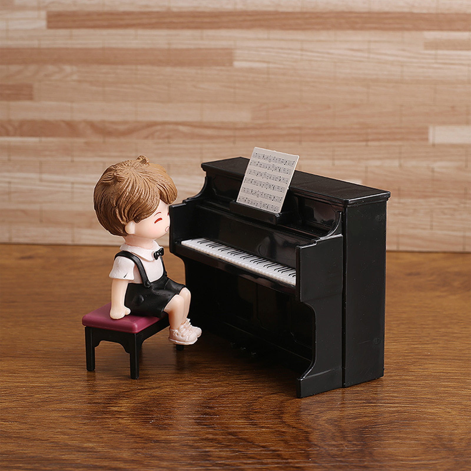 Mini Piano Figurine Toy for Toddler Kids Pretend Piano Playset with Boy ...