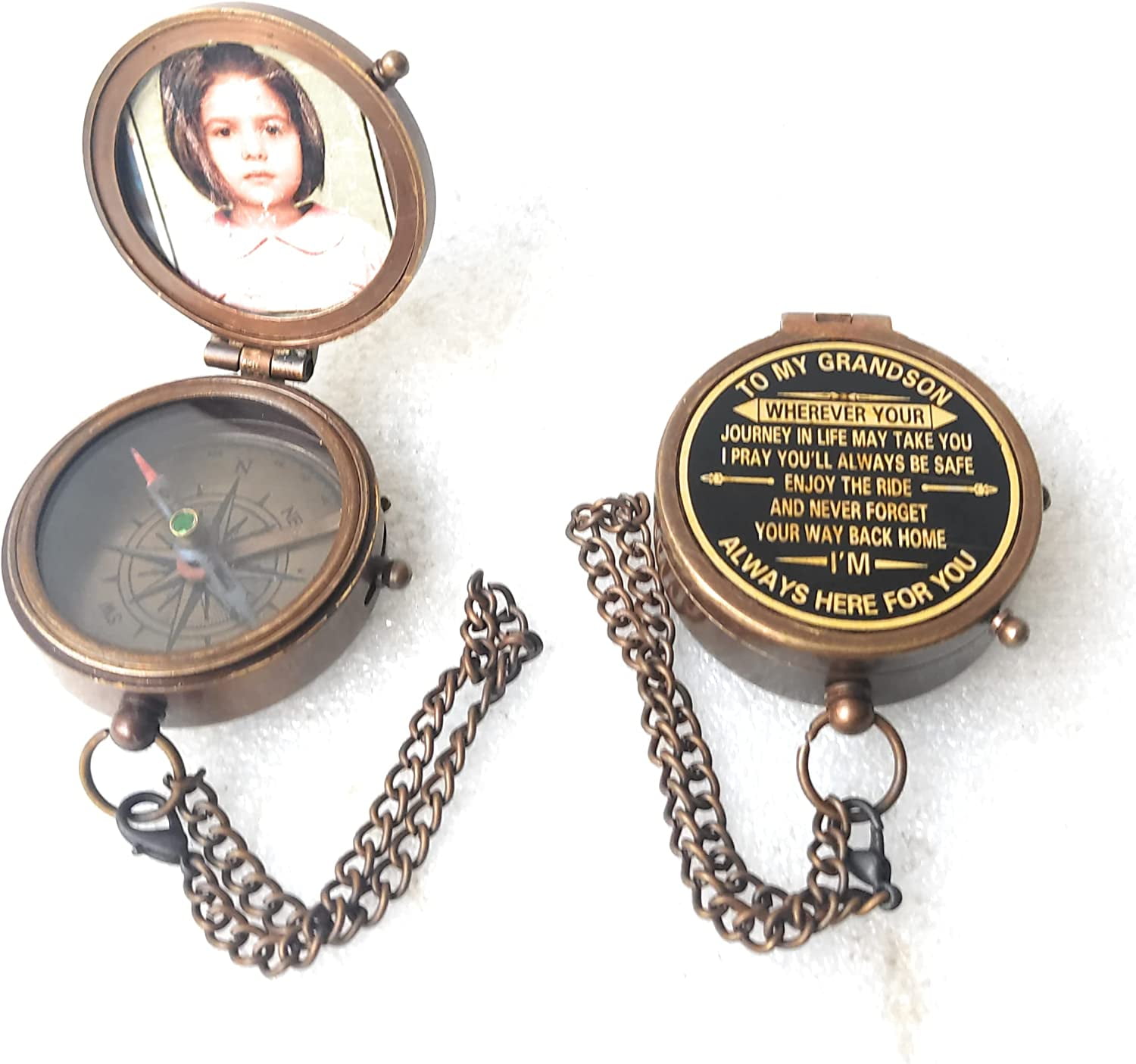 Mini Picture Frame Compass | Engraved Quote Mini 46 mm Personalized ...