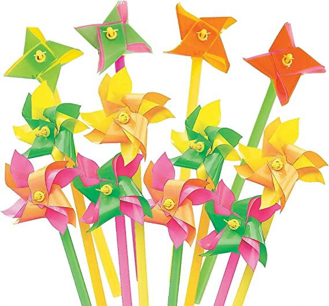 Mini Pinwheels - Pack Of 12 Assorted Neon Two Tone Colors Pinwheels ...