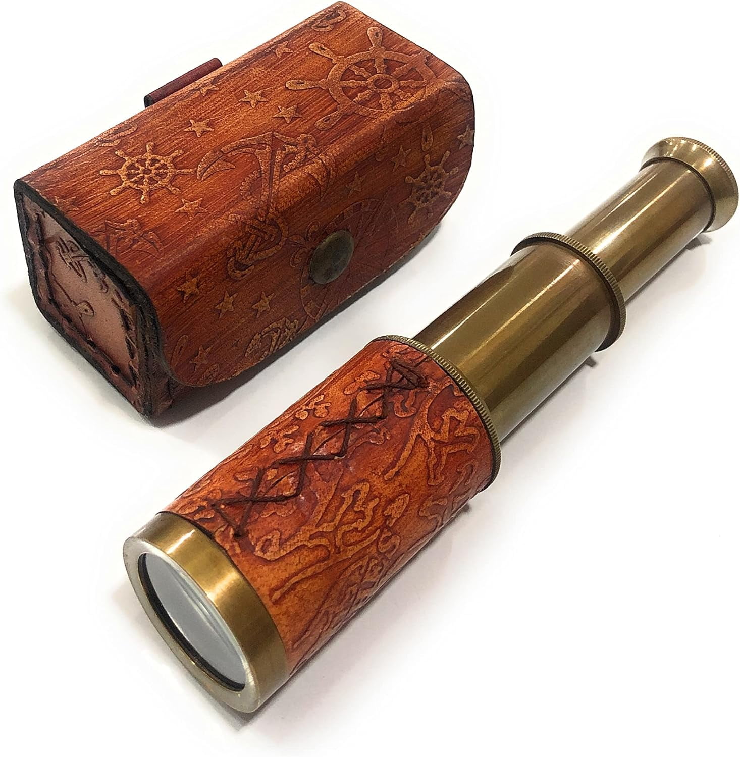 Mini Pirate Spyglass Telescope Brass Collapsible Hand Telescope Vintage ...