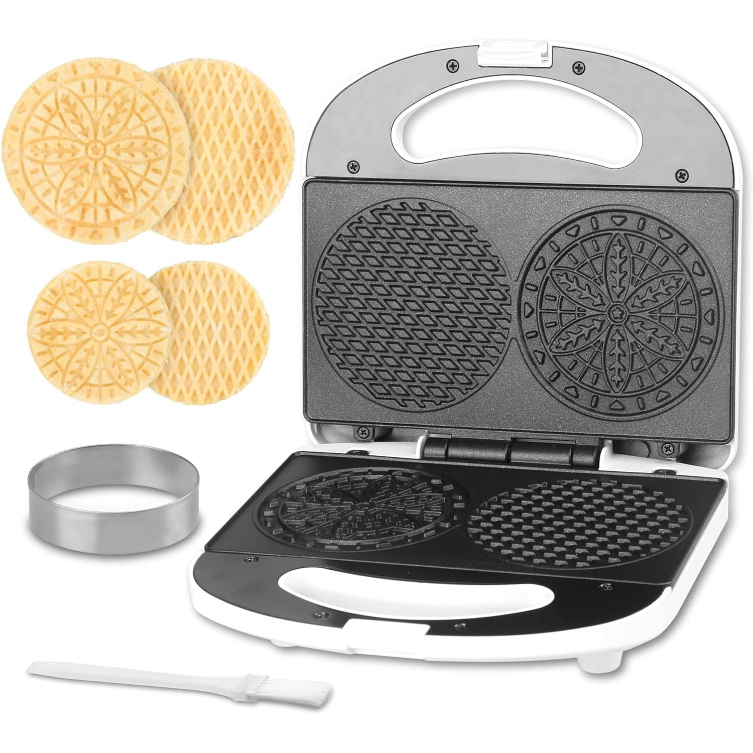 Mini Pizzelle Maker Machine with a 3'' Cutter, Mini Stroopwafel Iron ...