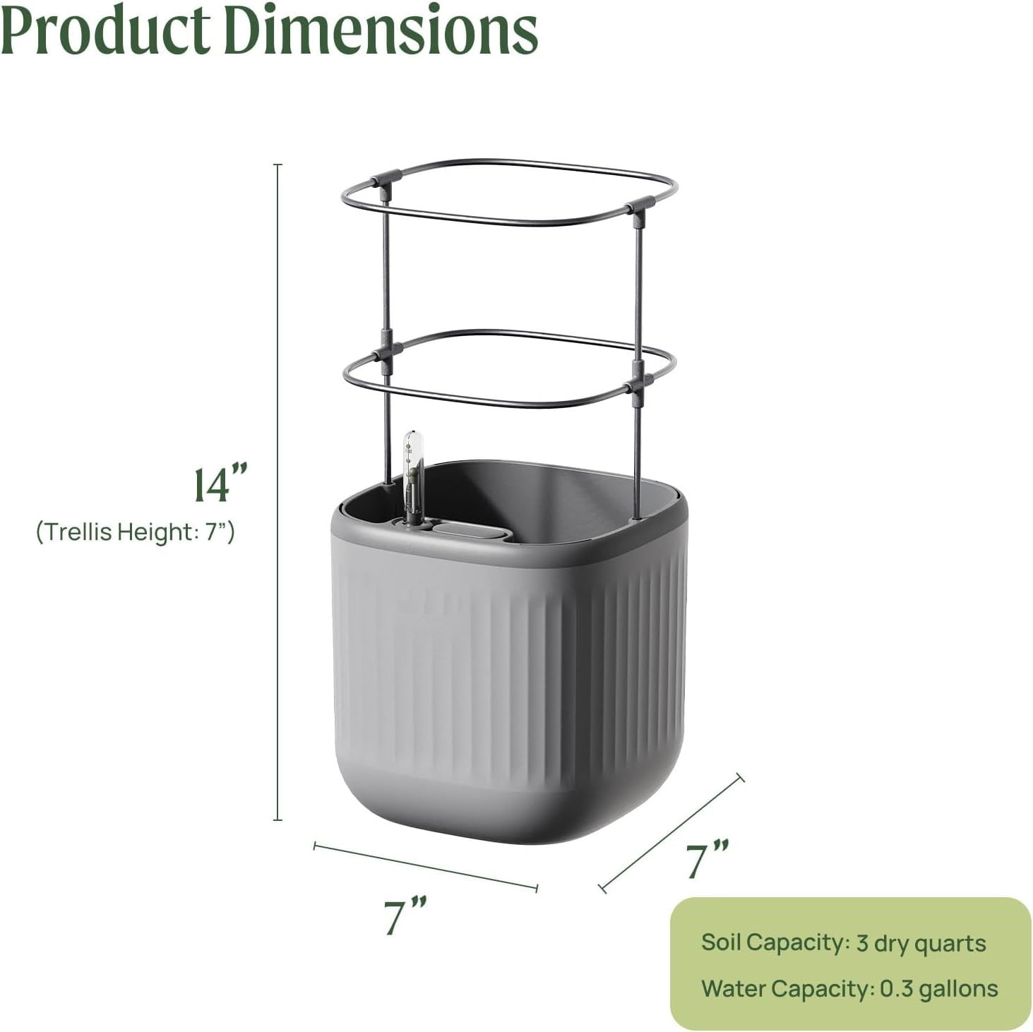 Mini Planter Indoor Pots with Trellis Self-Watering Herb Countertop ...