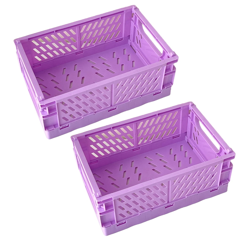 Mini Plastic Baskets Mini Foldable Desk Crates Storage Box Stackable ...