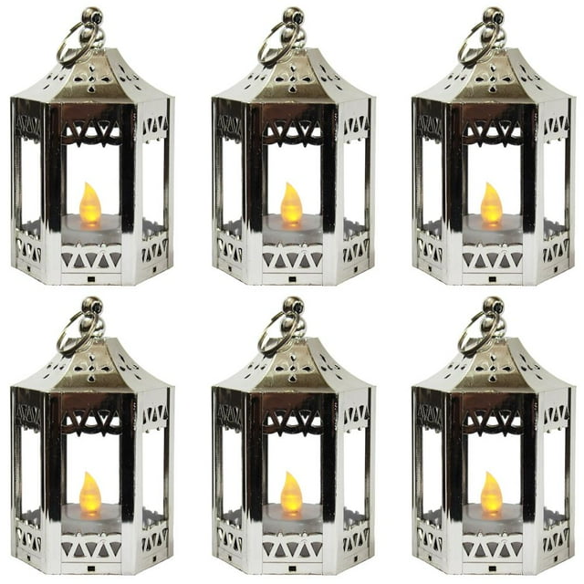 Mini Plastic Candle Lanterns with Flickering LED Tea Light Candles ...