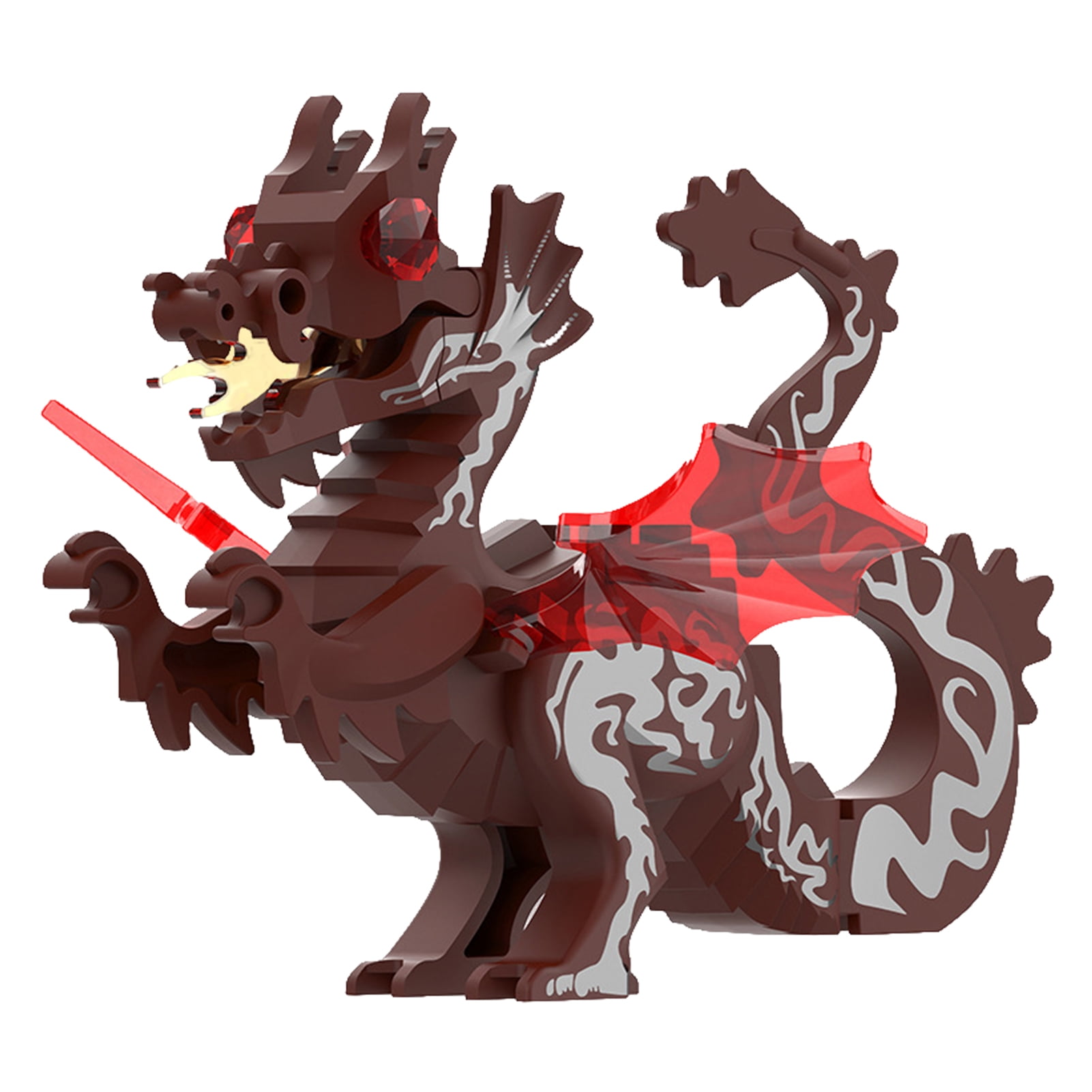 Mini Plastic Dragon Building Block Model DIY Assembled Animal Action ...
