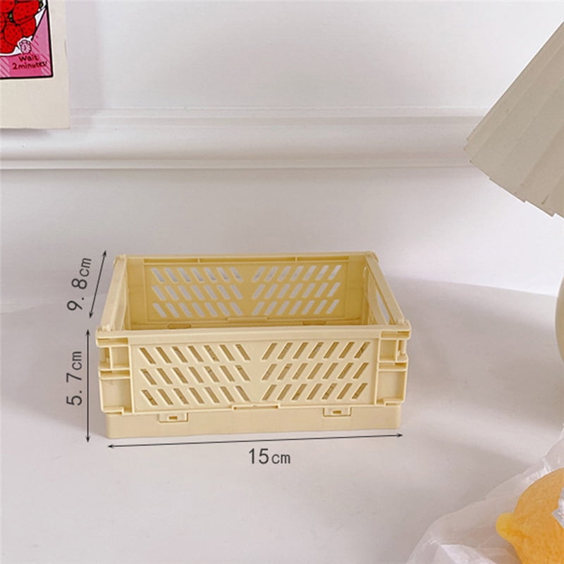 Mini Plastic Storage Box Collapsible Storage Container Desktop Cosmetic ...