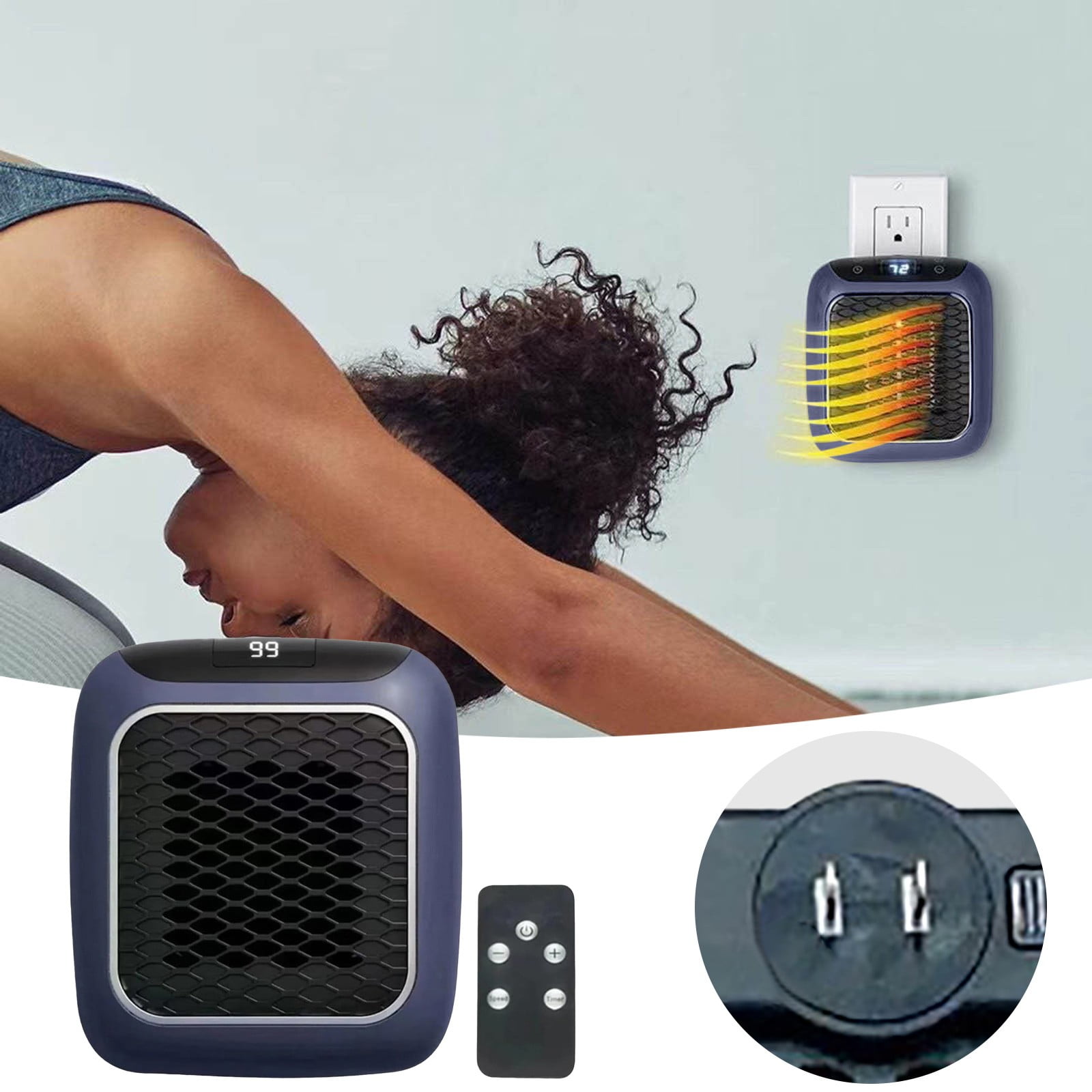 Mini Plug-In Wall Heater For Home, Portable Electric Heat-er, Silent ...