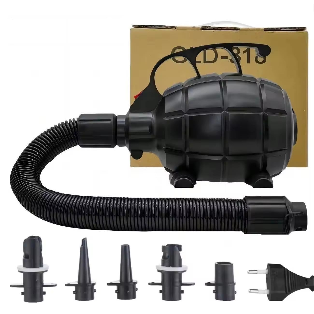 Mini Plug-In air pump, 600w, 12.1 psi, 5 nozzles, for SUP, kayak ...