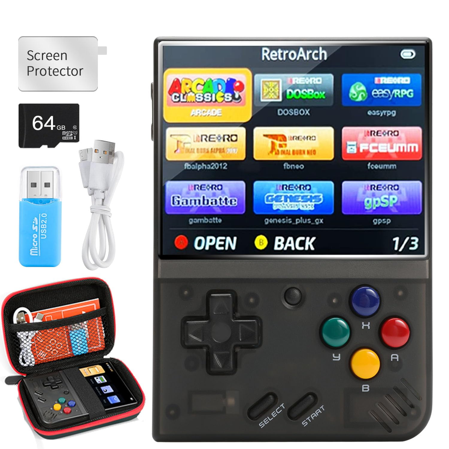 Mini Plus,Retro Game Console with 64G TF Card,Support 10000+Games,3.5 ...