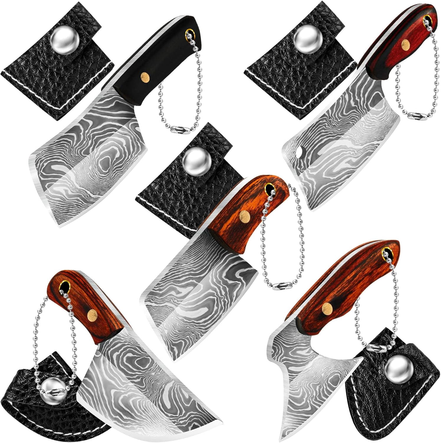 Mini Pocket Chef Knife Set, 5pcs Tiny Knife Keychain - Portable Tiny ...