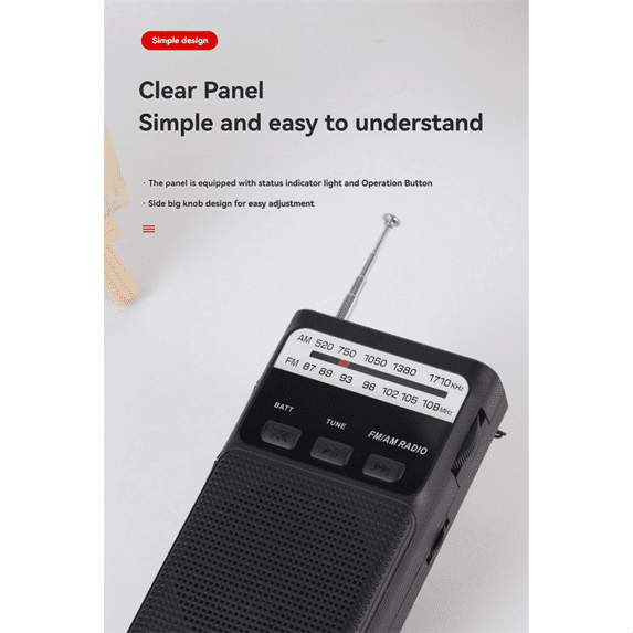 Mini Pocket FM AM Radio Portable Rechargeable Radios with LED ...