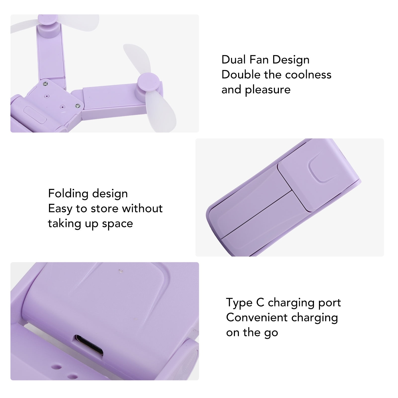 Mini Pocket Fan: Dual Heads, Foldable, USB Powered, Long,Lasting ...