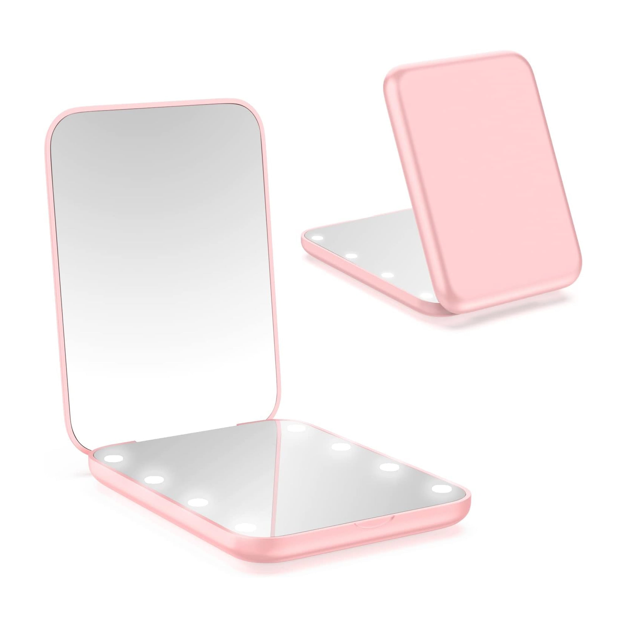 Mini Pocket Mirror, Led Compact Mirror, 2X Magnification Foldable ...