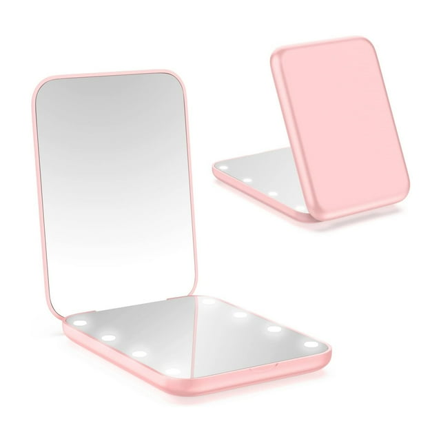 Mini Pocket Mirror, Led Compact Mirror, 2X Magnification Foldable ...