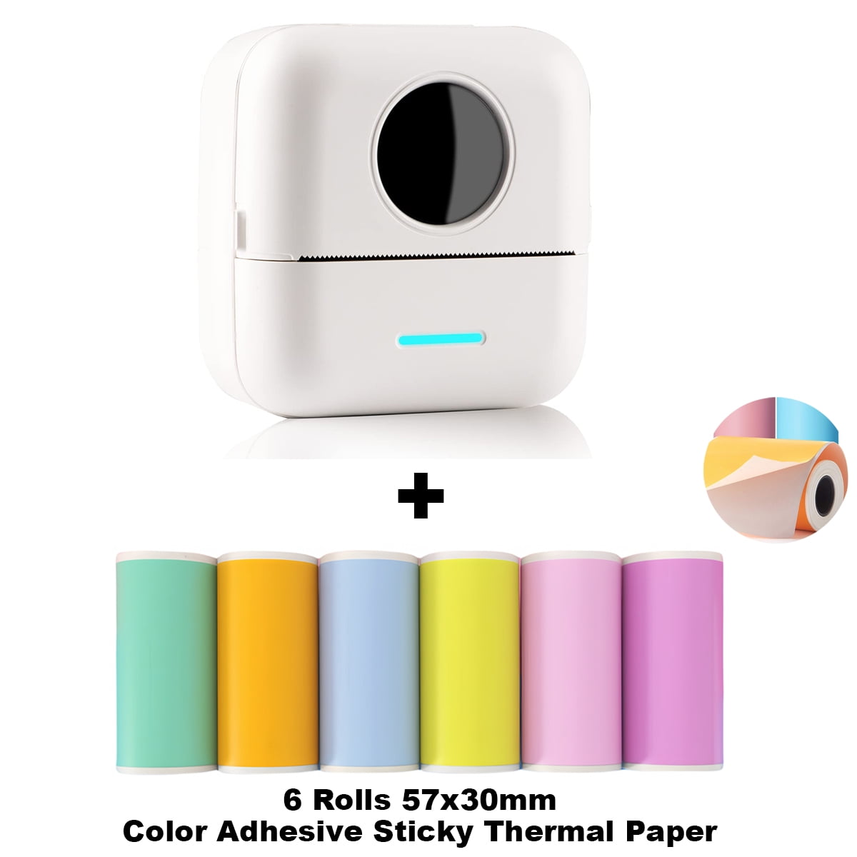 Mini Pocket Printer, Portable Thermal Printer with 6 Rolls Printing ...