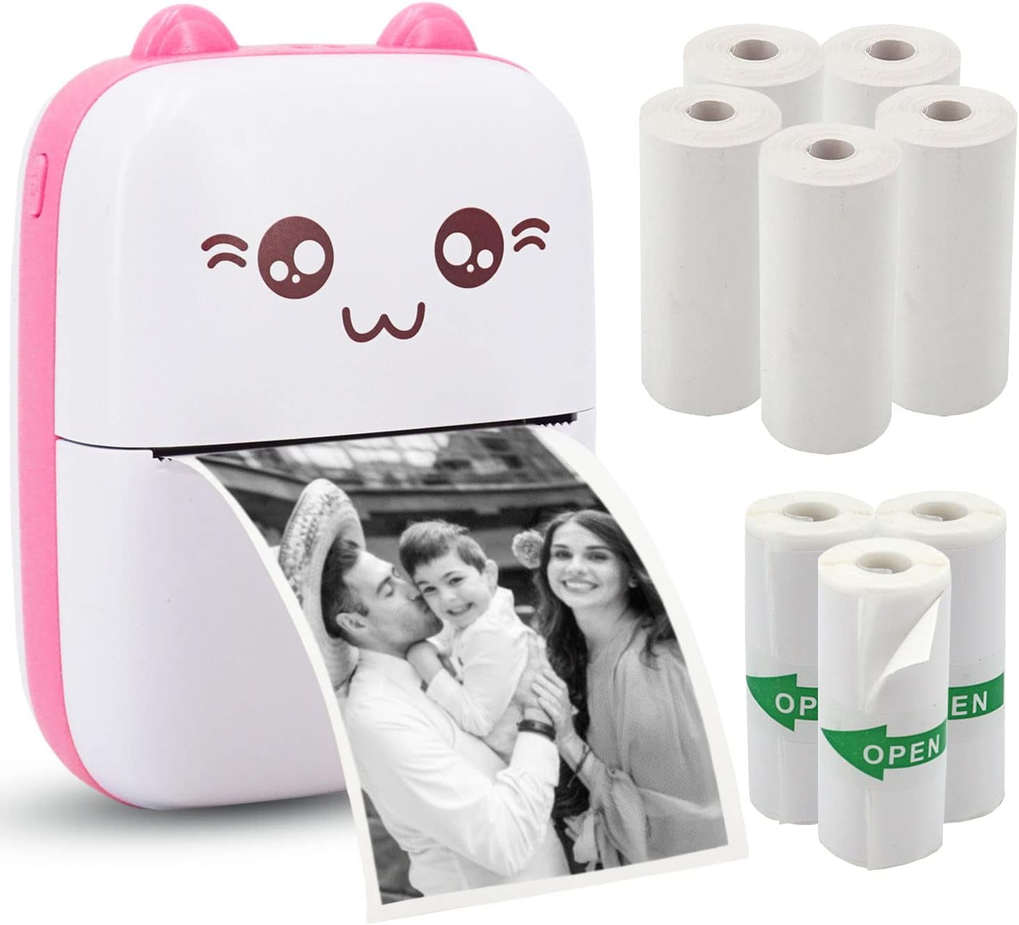 Mini Pocket Printer, Portable Thermal Printer with 8 Rolls Printing ...
