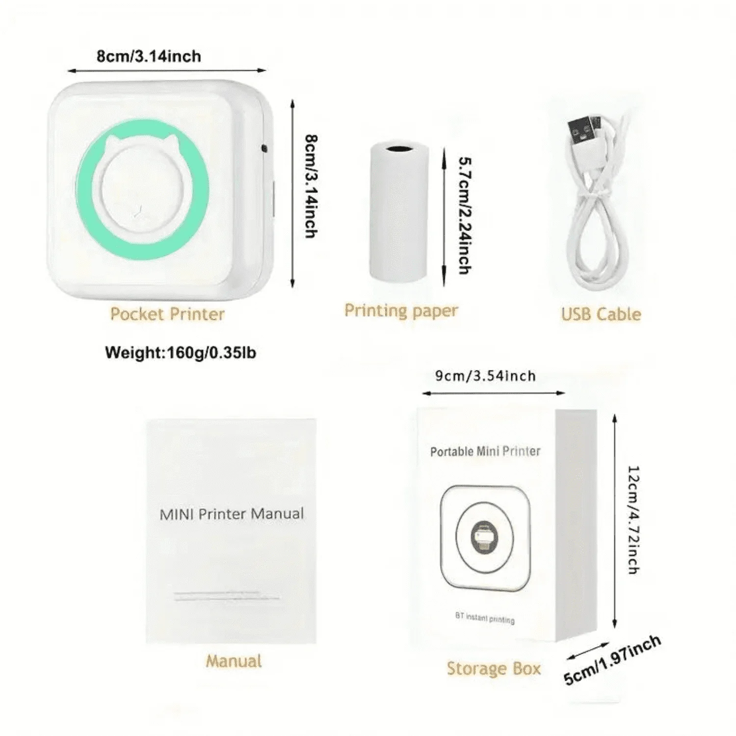 Mini Pocket Sticker Printer, Bluetooth Wireless Portable Mobile Printer ...