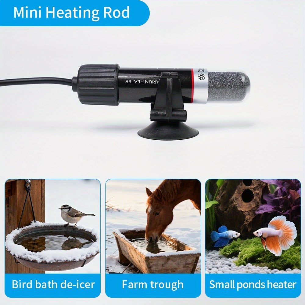 Mini Pond Heater & Ice Remover, IPX8 Waterproof Heating Rod for Small ...