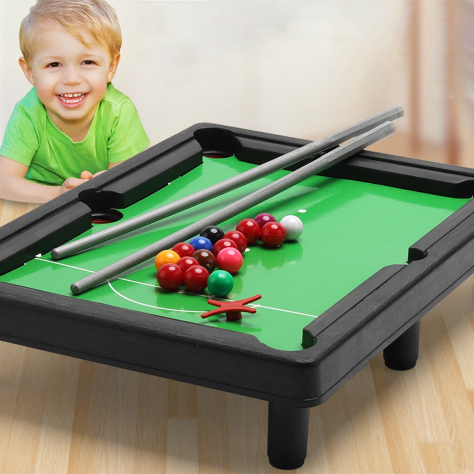 Mini Pool Table - Table Billiards Game Set With 2 Sticks 11 Balls Home ...