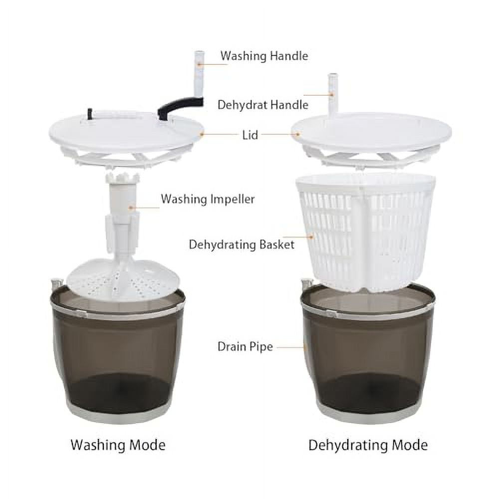 Mini Portable 2 in 1 Manual Non-Electric Washing Machine, Clothes Spin ...