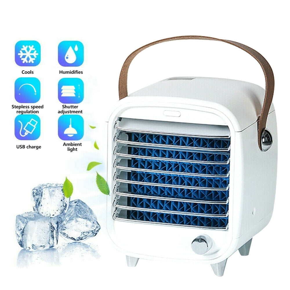 Mini Portable Air Conditioner Fan USB Desktop Built-in Ice Box Air ...