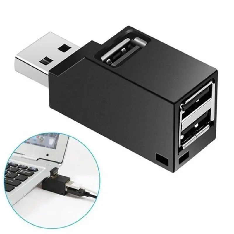 Mini Portable Aluminum Alloy USB 3.0 3-Port Splitter Inline USB HUB ...
