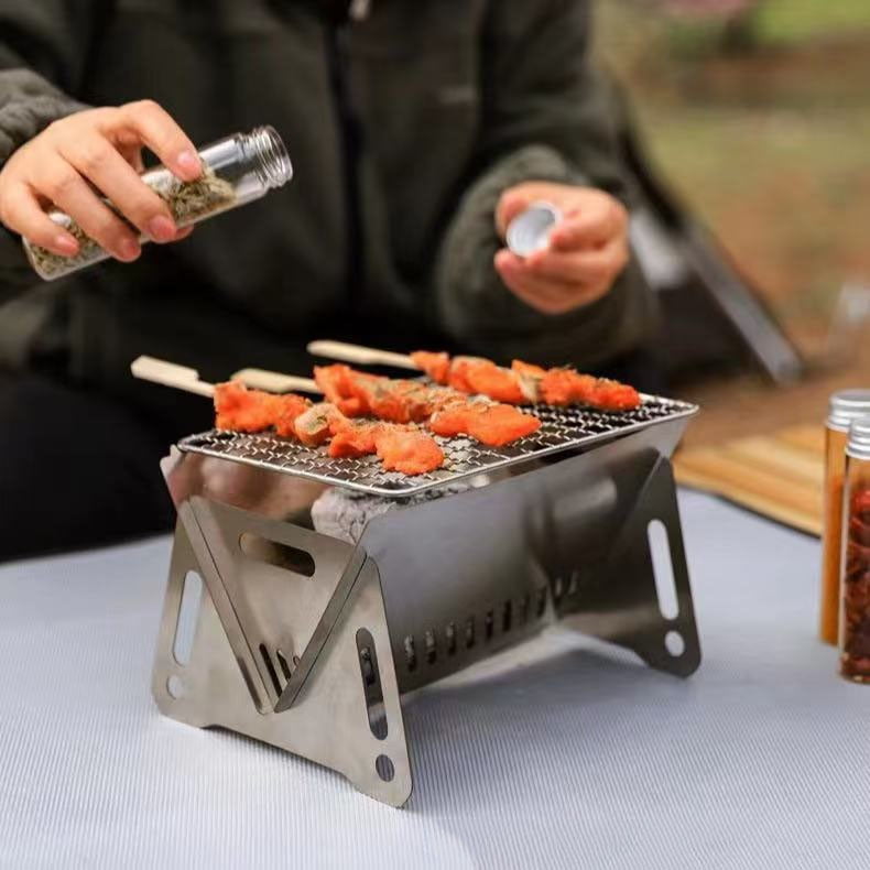 Mini Portable Camping Grill , Small Assemblable Removable BBQ Grill Tabletop Fire Pit for ...