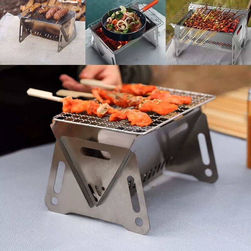 Mini Portable Charcoal Grill Small BBQ Grill Tabletop Fire Pit Camping Patio - Walmart.com