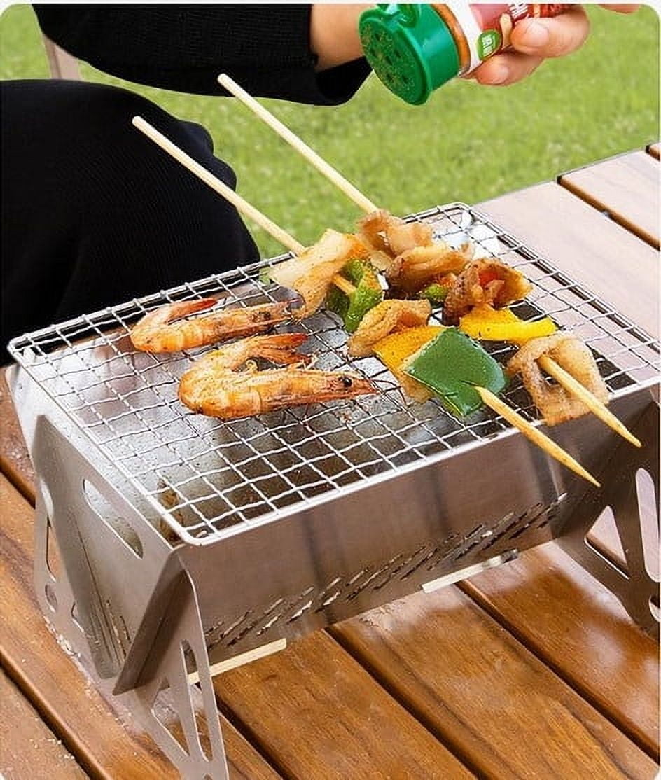 Mini Portable Charcoal Grills,Small Stainless Steel Camping BBQ Grill,Wood Burning Camping Stove ...