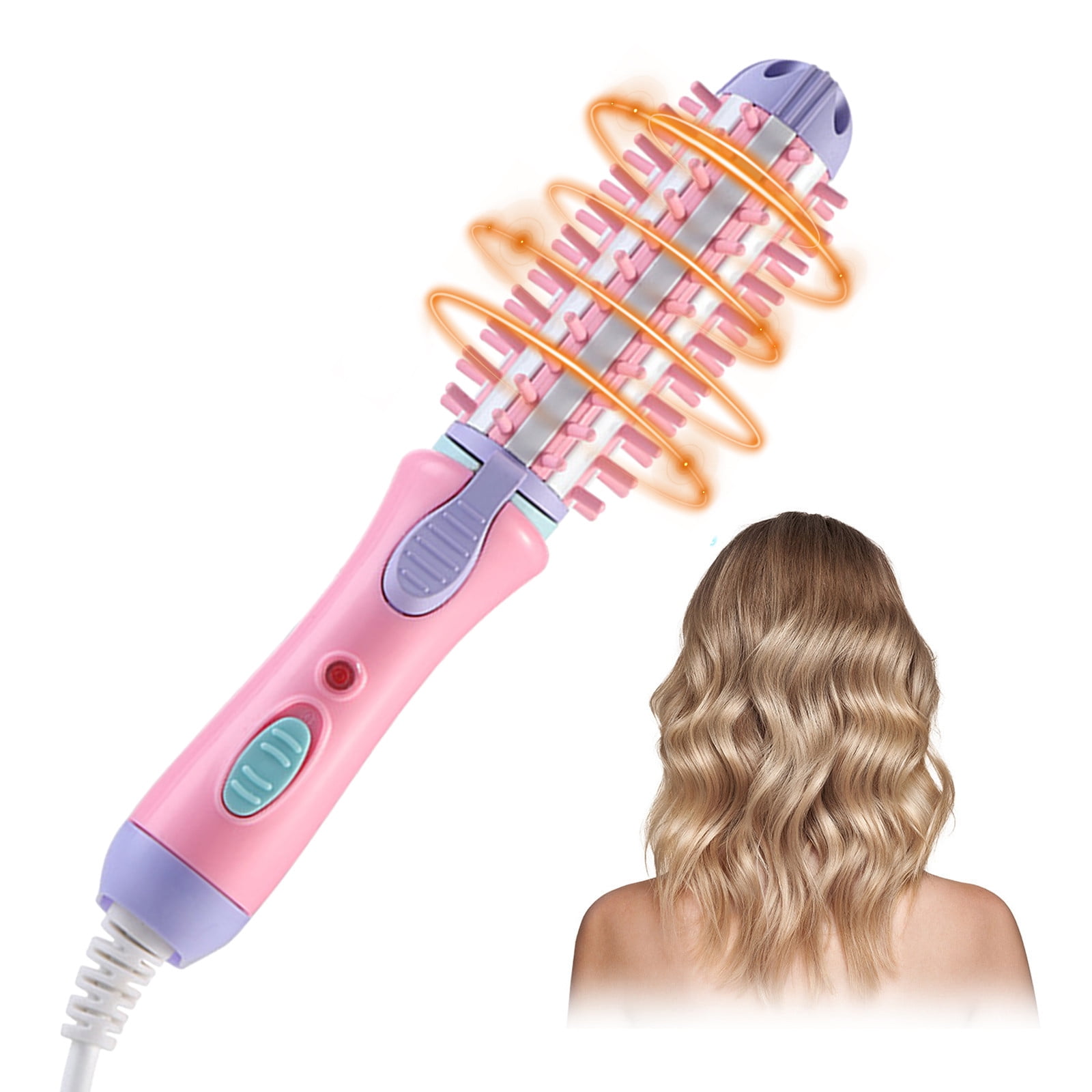 Mini Portable Curling Iron Brush for Women，Cordless Hair Curler Brush ...
