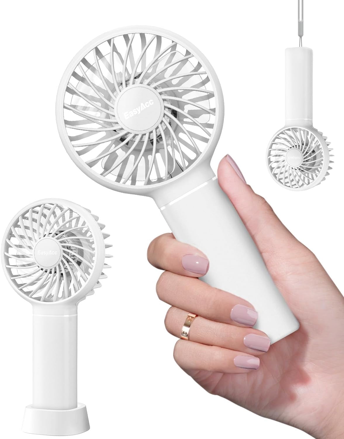 Mini Portable Fan Handheld Fan, 3 Speed USB C Rechargeable Battery ...