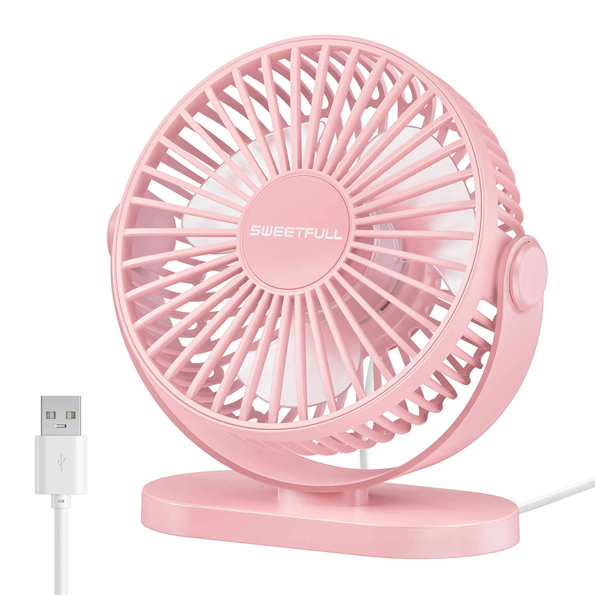 Mini Portable Fan, Pink USB Desktop Quiet Fan,3 Speed Adjustable ...
