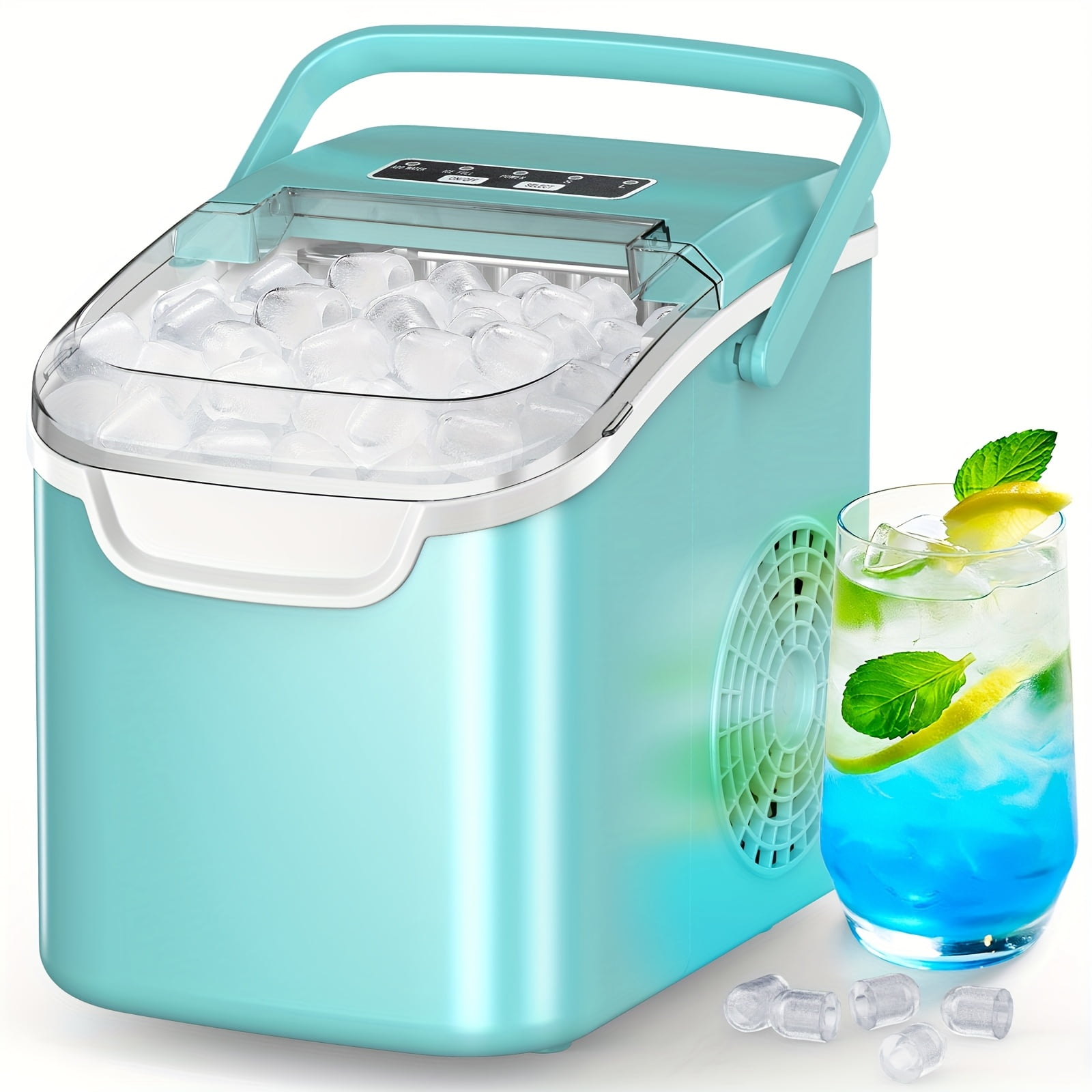 Mini Portable Ice Maker Machine (Black) - 8 Cubes/6 Mins, 26lb/Day, 2 ...