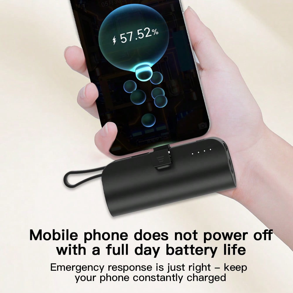 Mini Portable Mobile Phone Charger 5000mAh Power Bank, Built-In Type-C ...